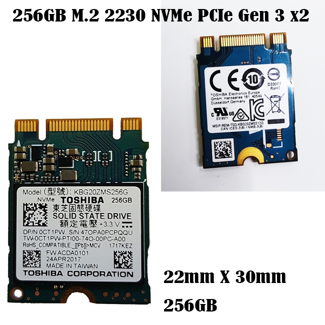 Original TOSHIBA KBG20ZMS256G 256GB M.2 2230 NVMe PCIe Gen 3 x2 SSD ...