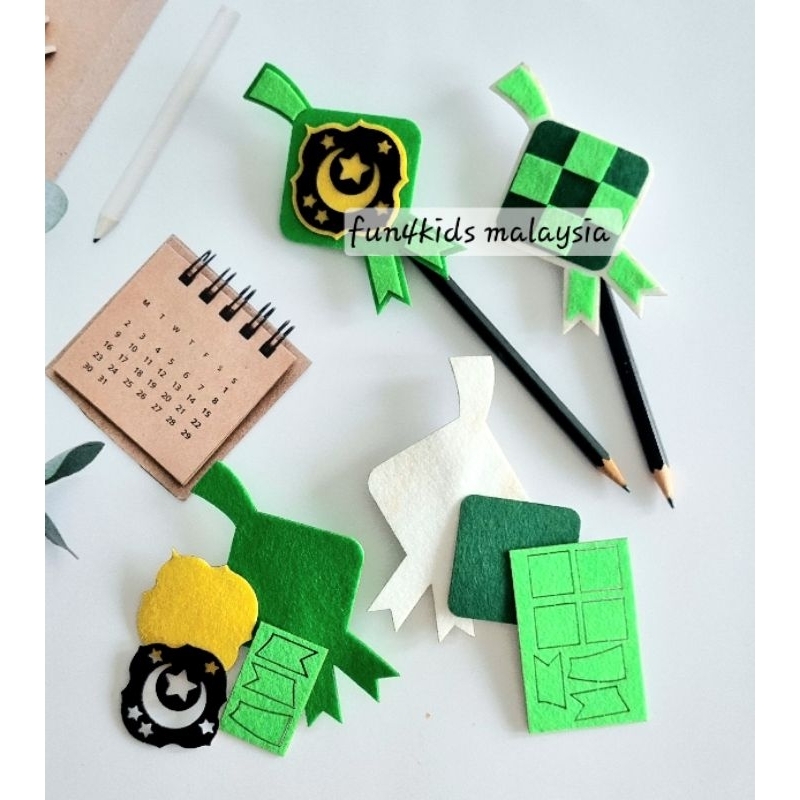 Preschool Hari Raya Craft | DIY Fabric Ketupat Pencil Topper (set of 2 ...