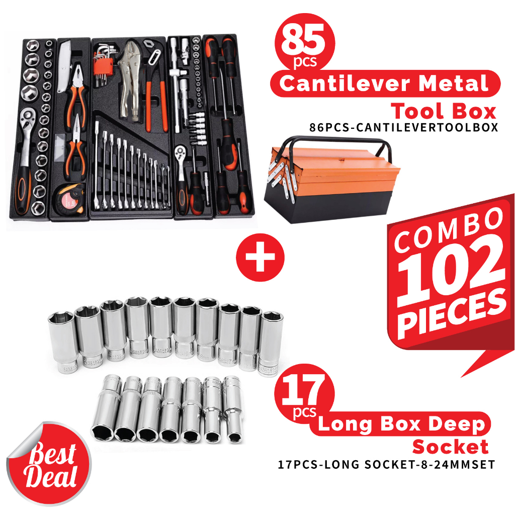 85PCS Heavy Duty Tools Box Full Set Metal Tool Box Set Tool Box Kotak ...