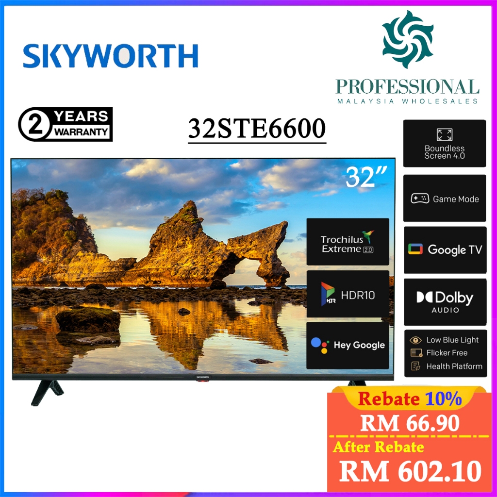 【LOWEST PRICE】SKYWORTH 32/43/50/55/65/70/75 INCH 4K ANDROID UHD LED TV - STE6600 SUC6500/SUE7600 ...