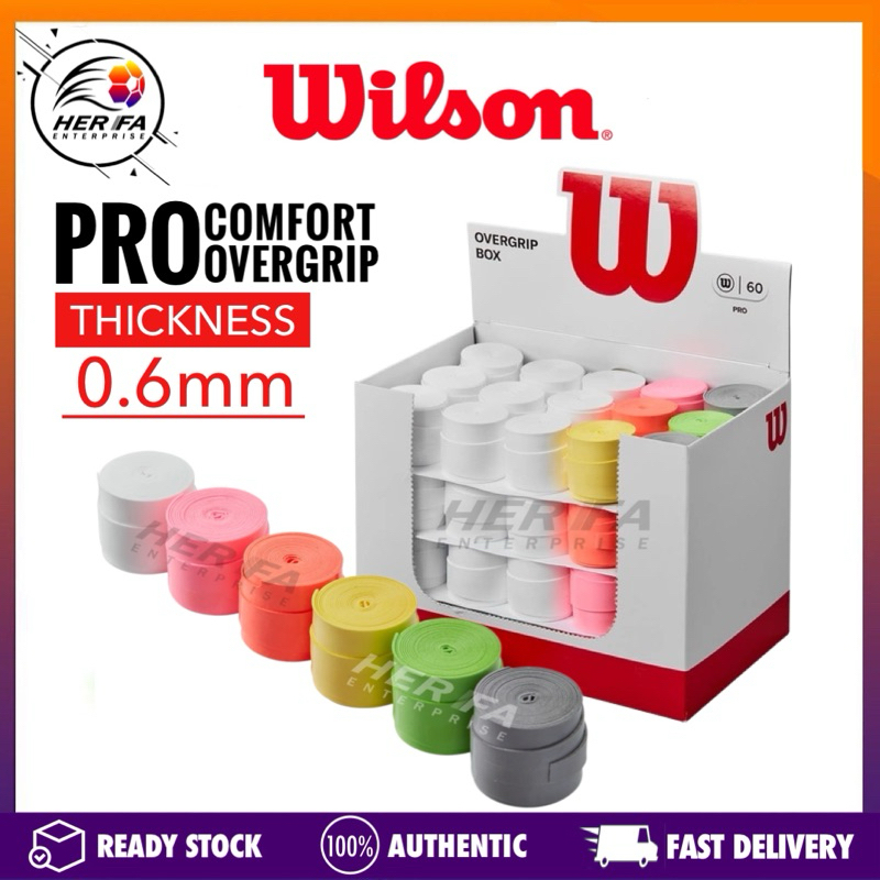 WILSON Pro Comfort Overgrip Badminton & Tennis 100%ORIGINAL Thickness 0 ...