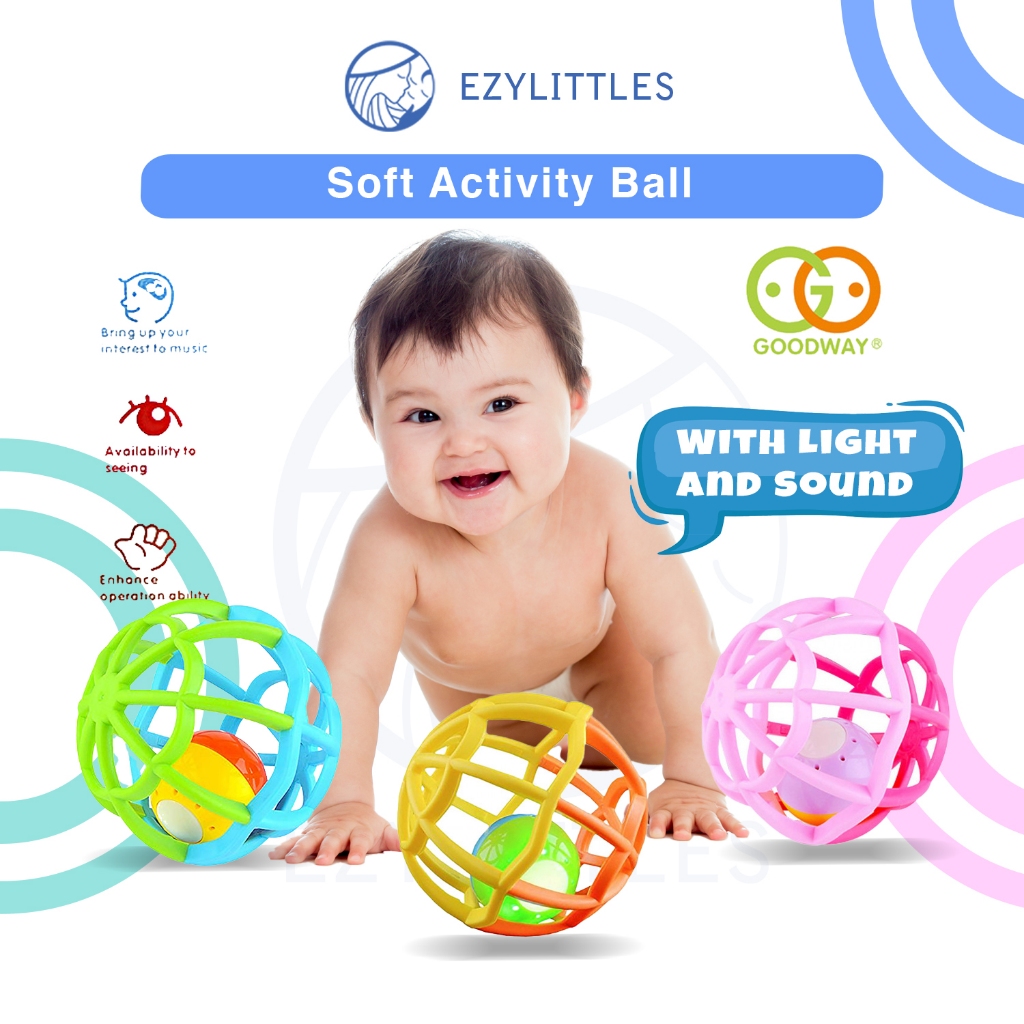 GOODWAY Soft Activity Ball with Light Sound Baby Rattle Ball Grasping ...