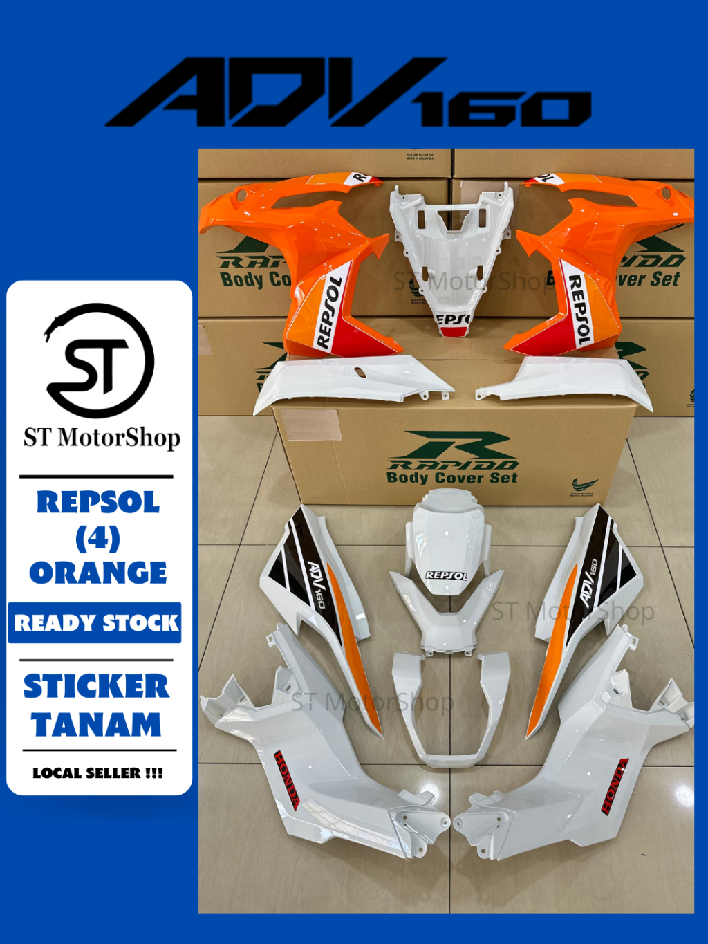 HONDA Adv Adv160 Repsol (4) Orange RAPIDO Coverset Body Cover Sticker ...