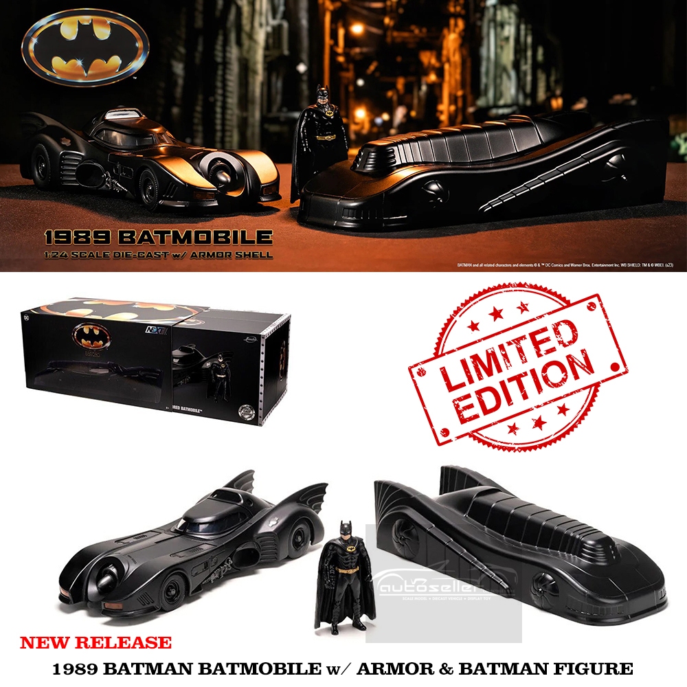 1989 Batman Batmobile w/ Armor Shell & Batman Figure 1:24 Die-cast ...