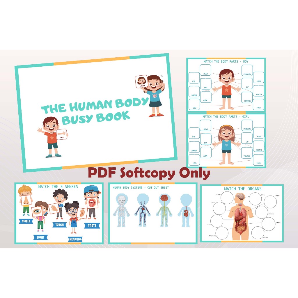 PDF] Human Body Busy Quiet Book Learning Kids Printable Montessori ...
