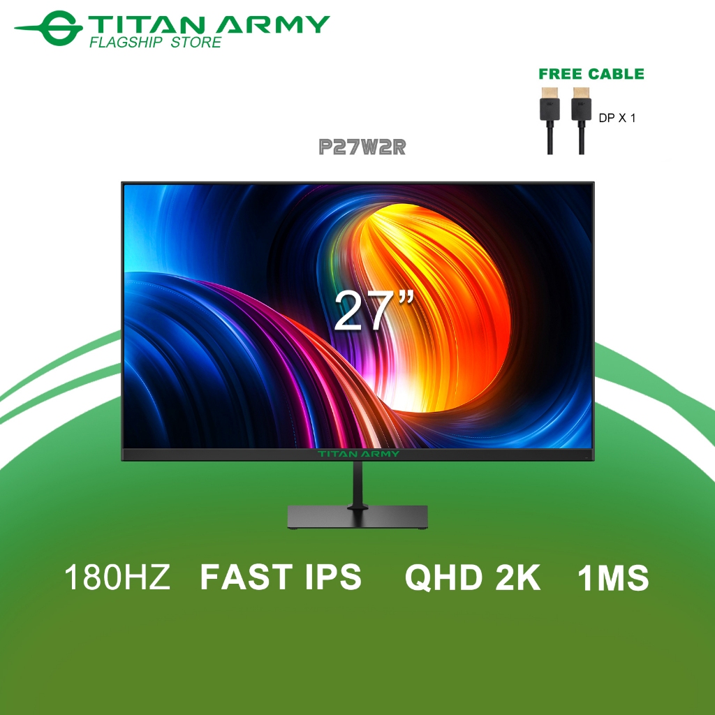 TITAN ARMY 27” FAST IPS QHD 2K 180Hz 1ms 90%sRGB Adaptive Syn Gaming ...