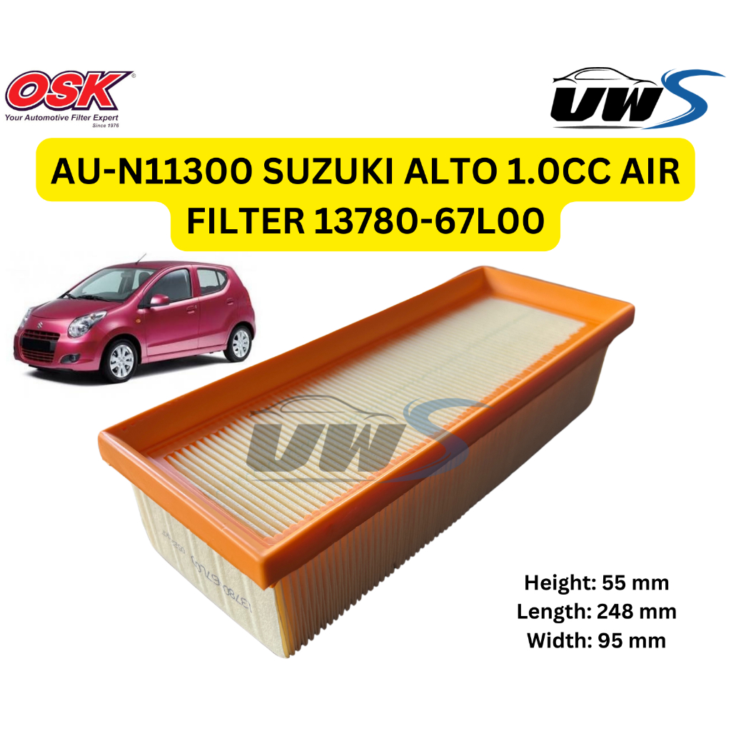 AU-N11300 SUZUKI ALTO 1.0CC AIR FILTER 13780-67L00 Height: 55 mm Length ...