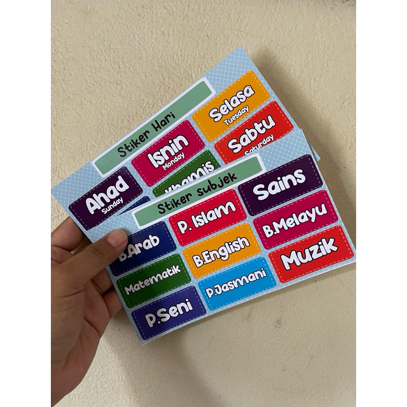 STICKER SEKOLAH HARI/KAFA DAN SUBJEK | Shopee Malaysia