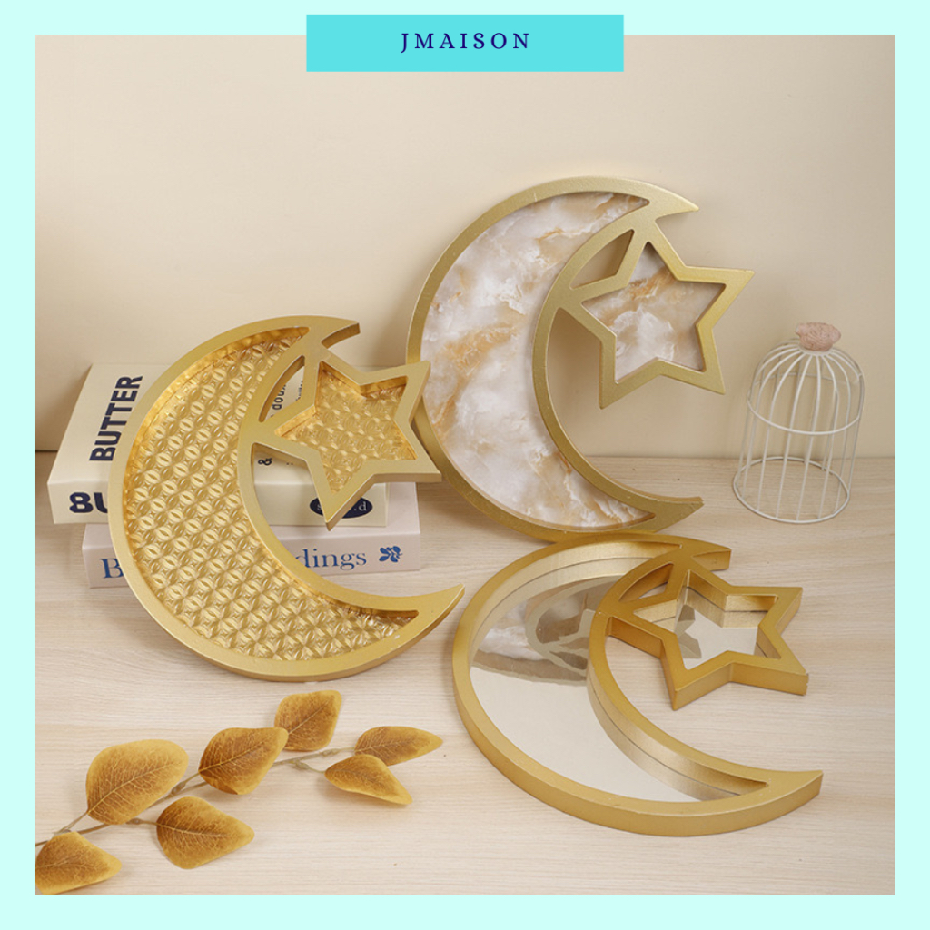 JMAISON Raya Decoration 2024 Ramadan Decoration Golden Tray Moon Star ...