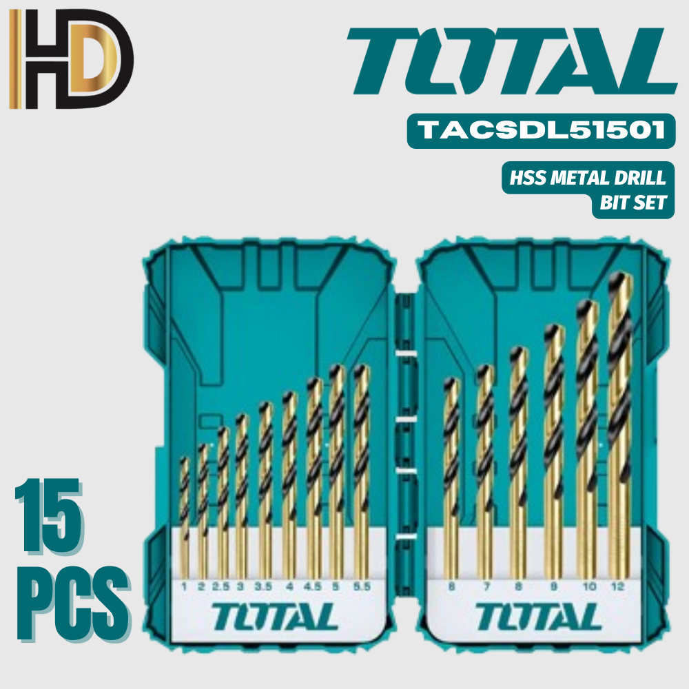 TOTAL 15 Pcs HSS Drill Bit Set / TOTAL 15 Pcs HSS Metal Drill Bit Set ...