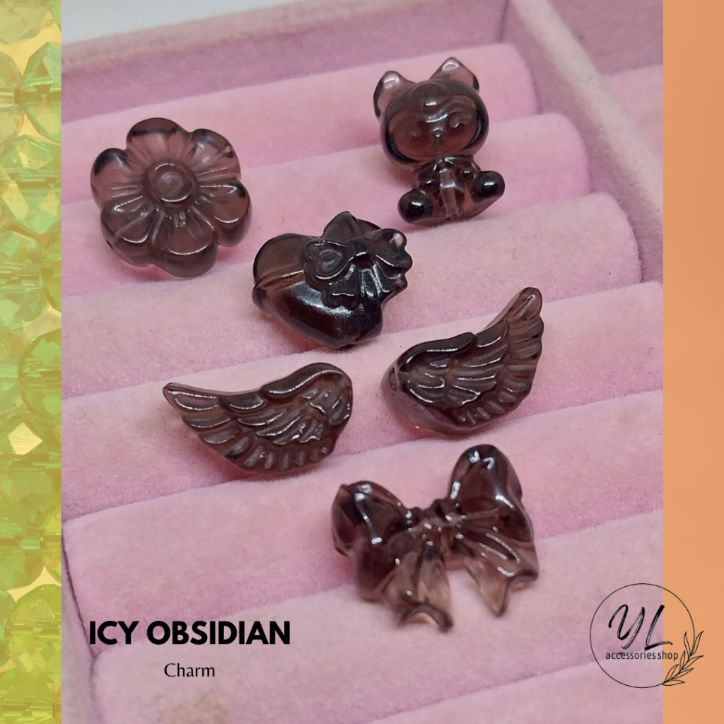 Charm Thru Hole for DIY Bracelet Icy Obsidian Variety Design | Shopee ...