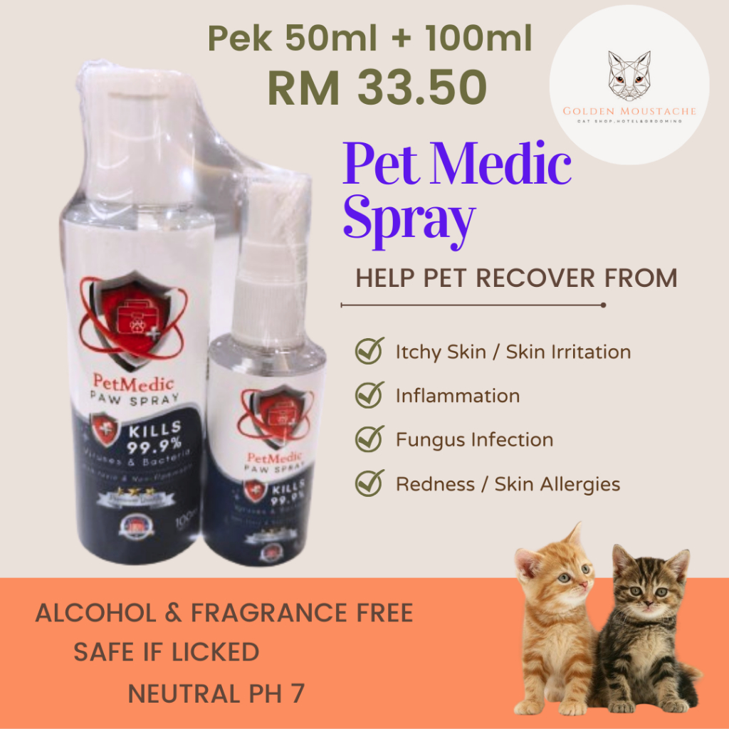 🔥 [ORIGINAL] ® !! READY STOCK !PetMedic Spray Antiseptic Sanitizer for Pet Skin and Wound ...