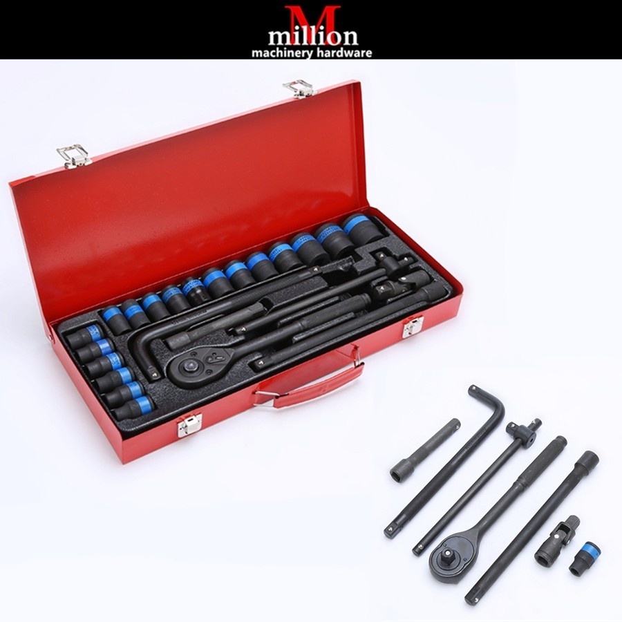 millionhardware - 1/2 " 24pcs (10-32mm) Dr. Black Socket With L Handle ...