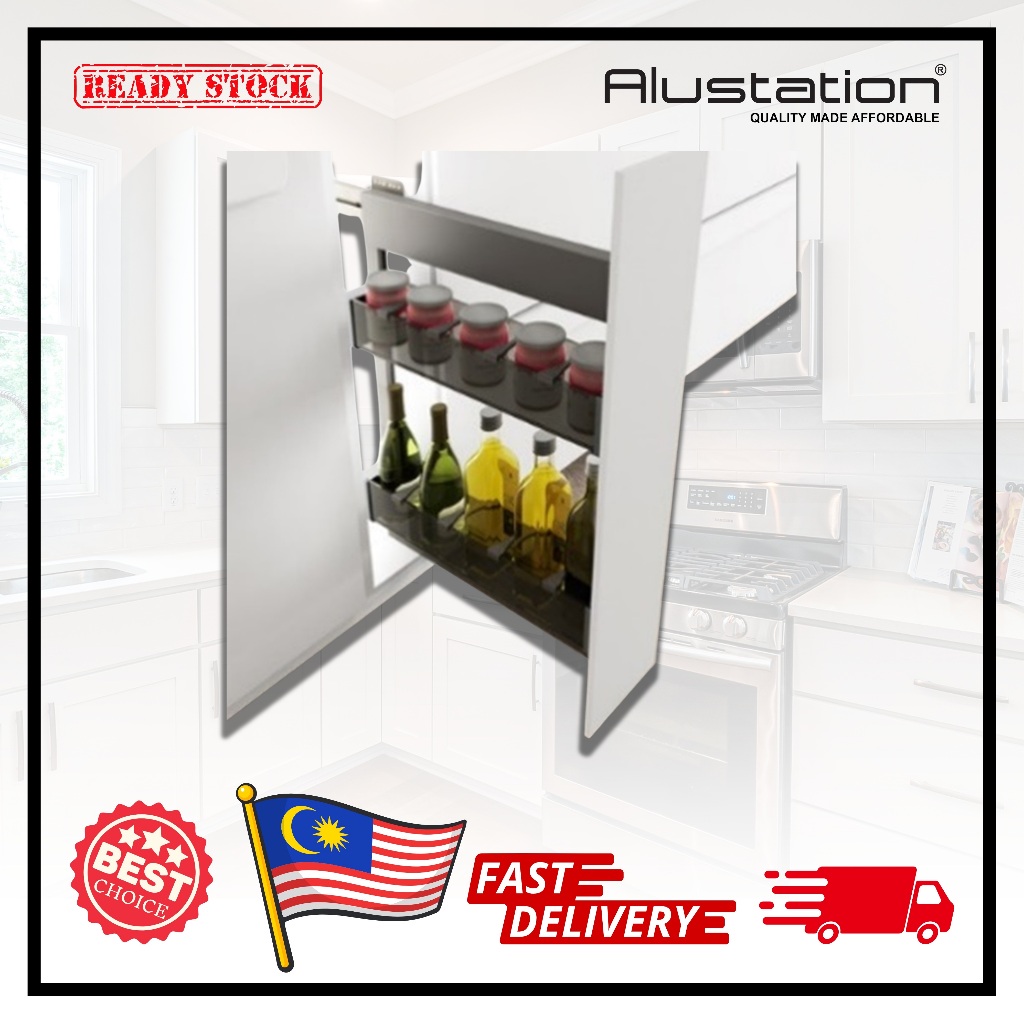 Pull Out Sauce Rack almari tarik rail rak dapur High quality Under sink ...