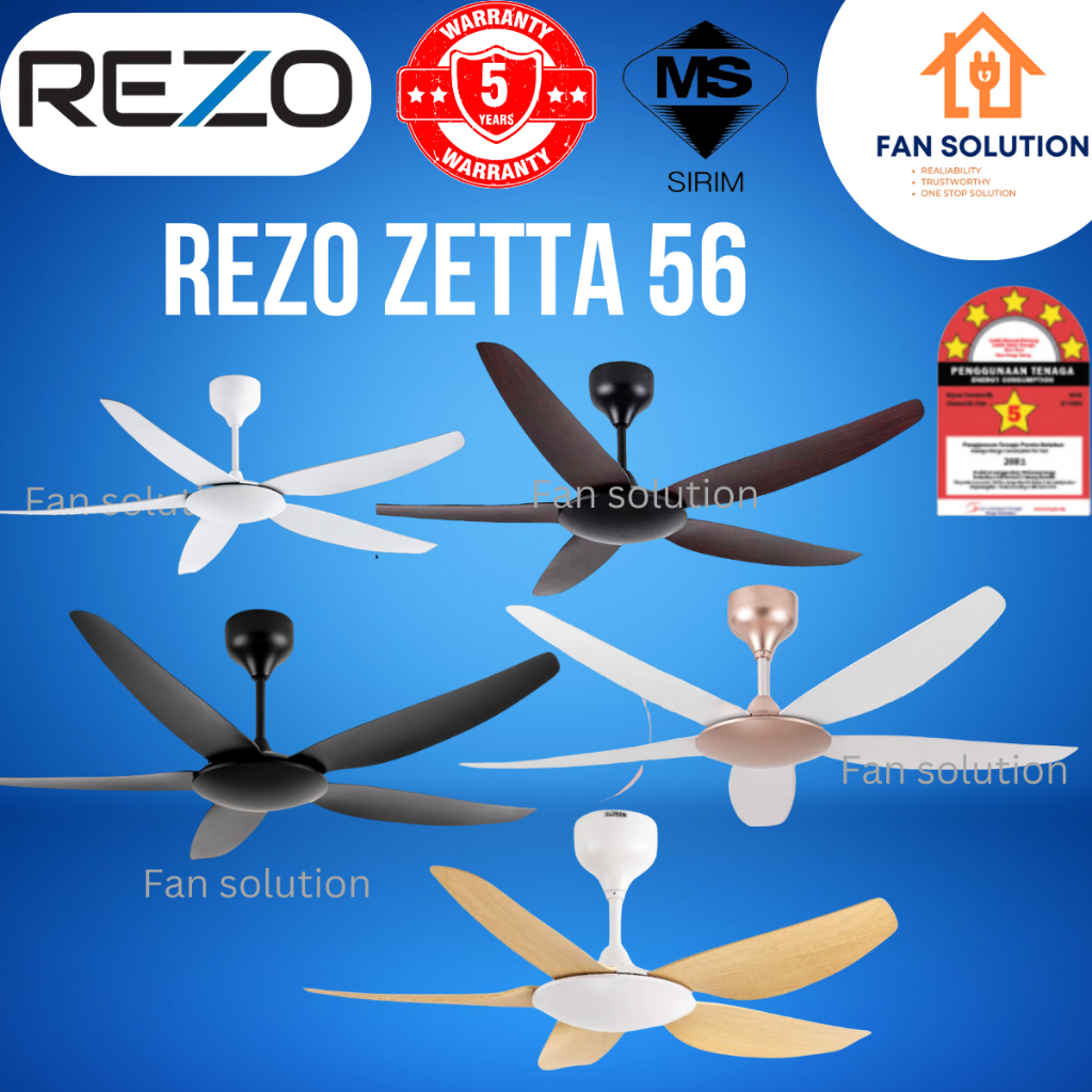 REZO ZETTA 56" DC MOTOR CEILING FAN WITH REMOTE CONTROL/ KIPAS CEILING REZO [READY STOCK ...