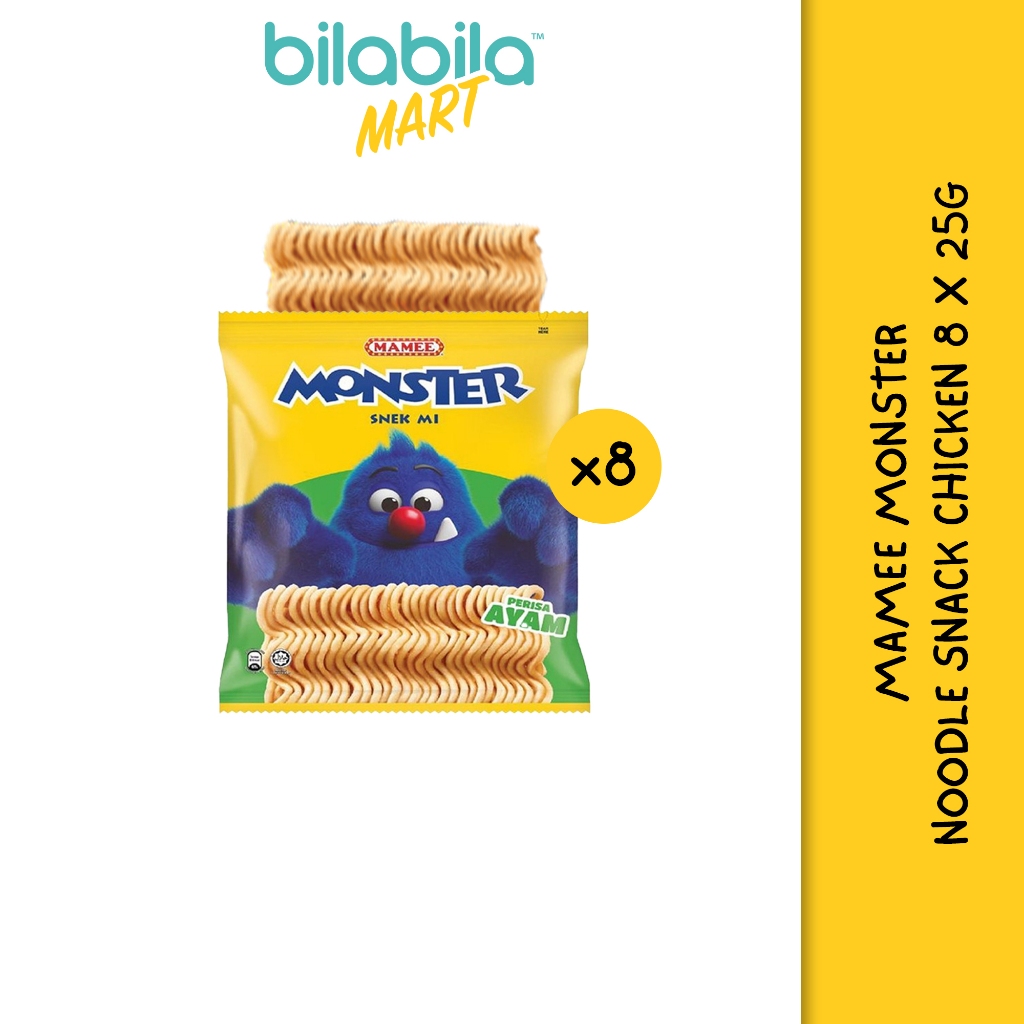 MAMEE Monster Crispy Noodle Snack Snek Mi (8's x 25g) Multi-Pack (Spicy ...