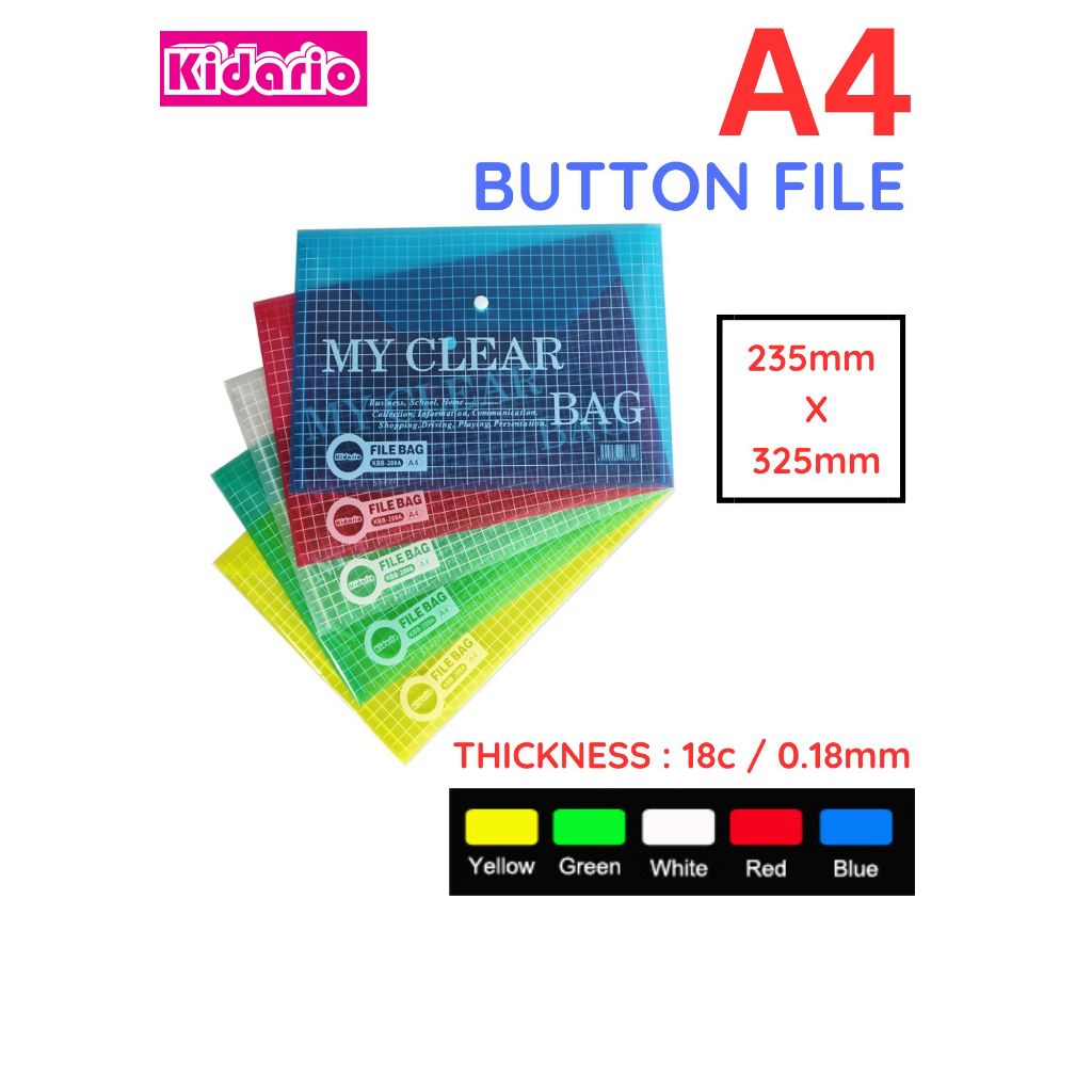 [ KBB-209A ] A4 KIDARIO BUTTON FILE | MY CLEAR BAG | A4 BUTTON FILE BAG ...
