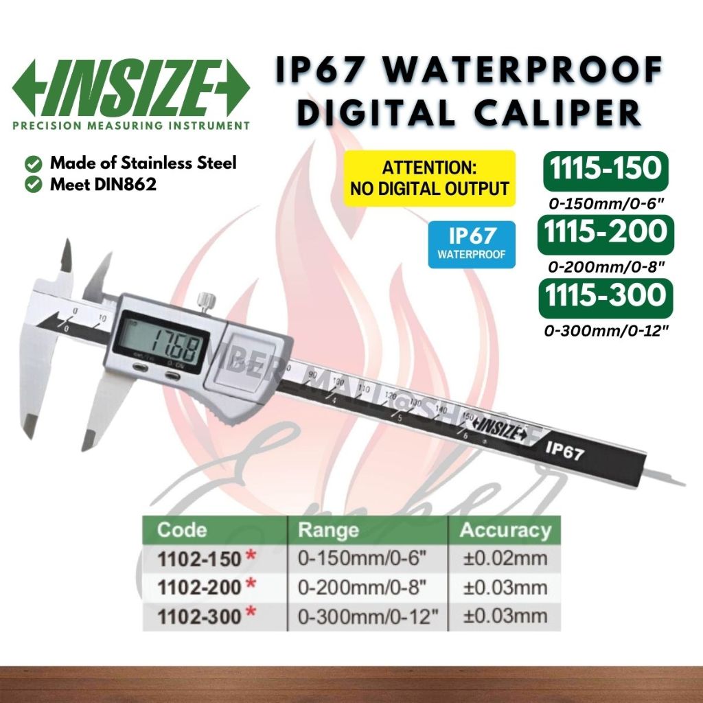 INSIZE IP67 Waterproof Digital Caliper 1115-150/1115-200/1115-300 ...