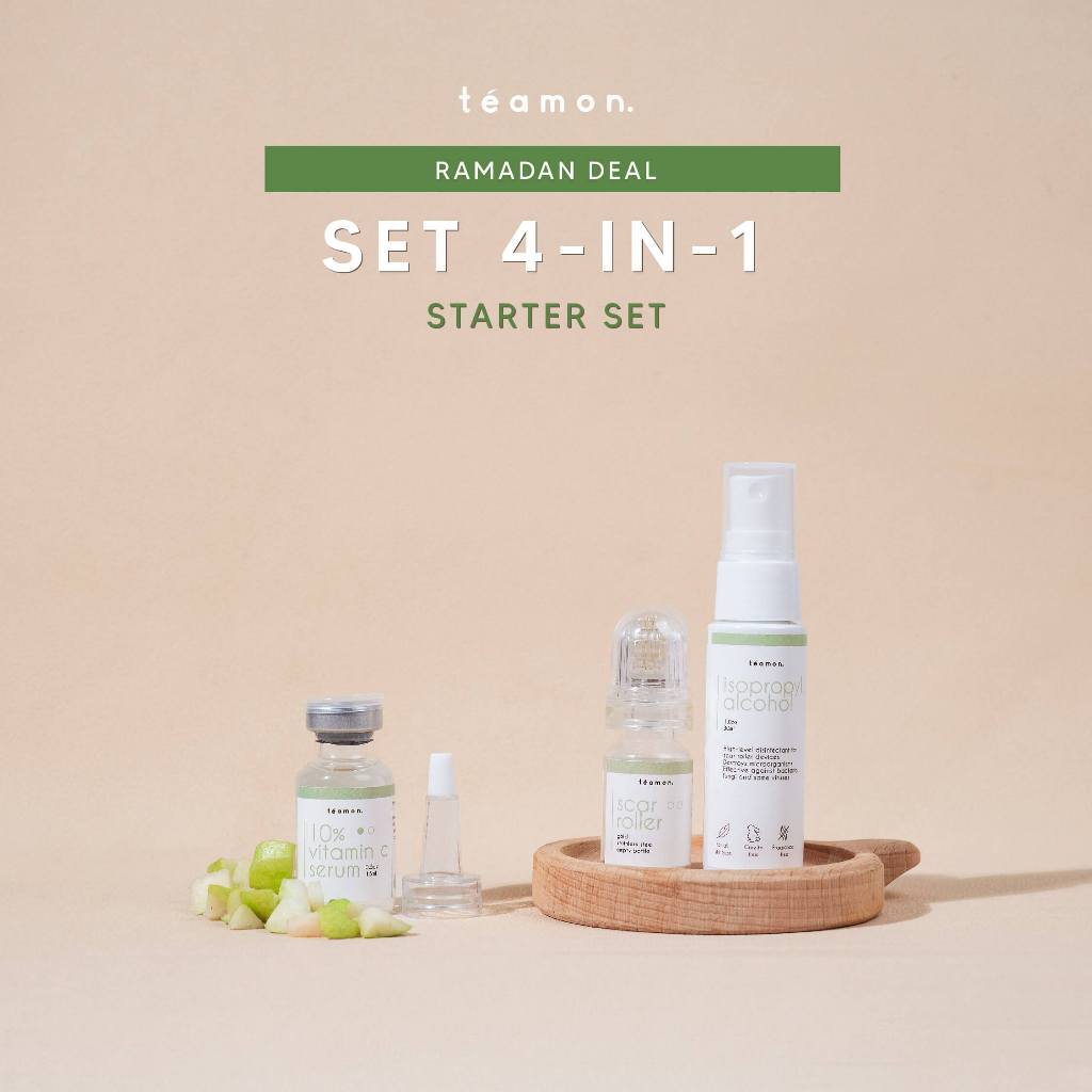 Teamon Starter Set with Guava Vitamin C (Set Basic Parut Gelap , Hitam & Berlubang) Dermaroller ...