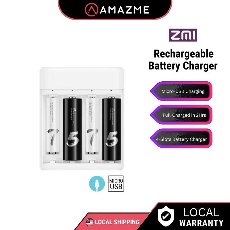 ZMI Portable Rechargeable Battery Charger Four Slot Design for AA / AAA Batteries Zi5 / Zi7 ...