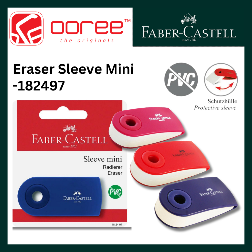 FABER CASTELL ERASER PVC FREE SLEEVE MINI PASTEL ERGONOMICALLY SHAPED ...