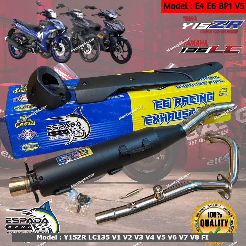 ESPADA EXHAUST STD OPEN Y15ZR LC135 28MM 30MM 32MM E4 E5 E6 BP1 V5 CUTTING STD OPEN EKZOS PIPE ...