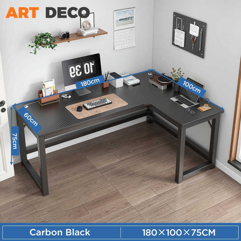 L Shape Gaming Table Corner Desk White Computer Table Meja Komputer ...