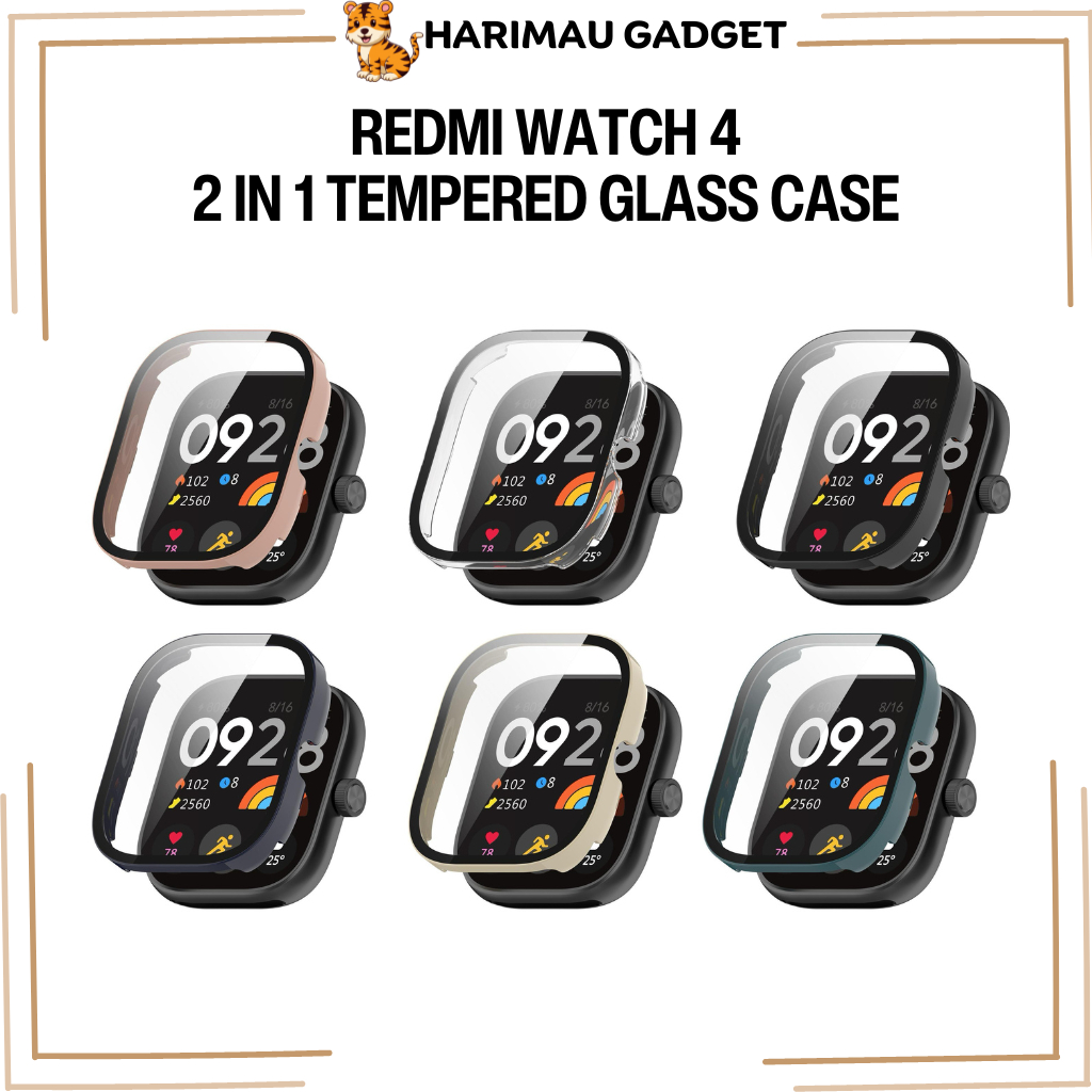 Redmi Watch 4 Hard Pc Case With Tempered Glass 3D Full Screen Protector ...