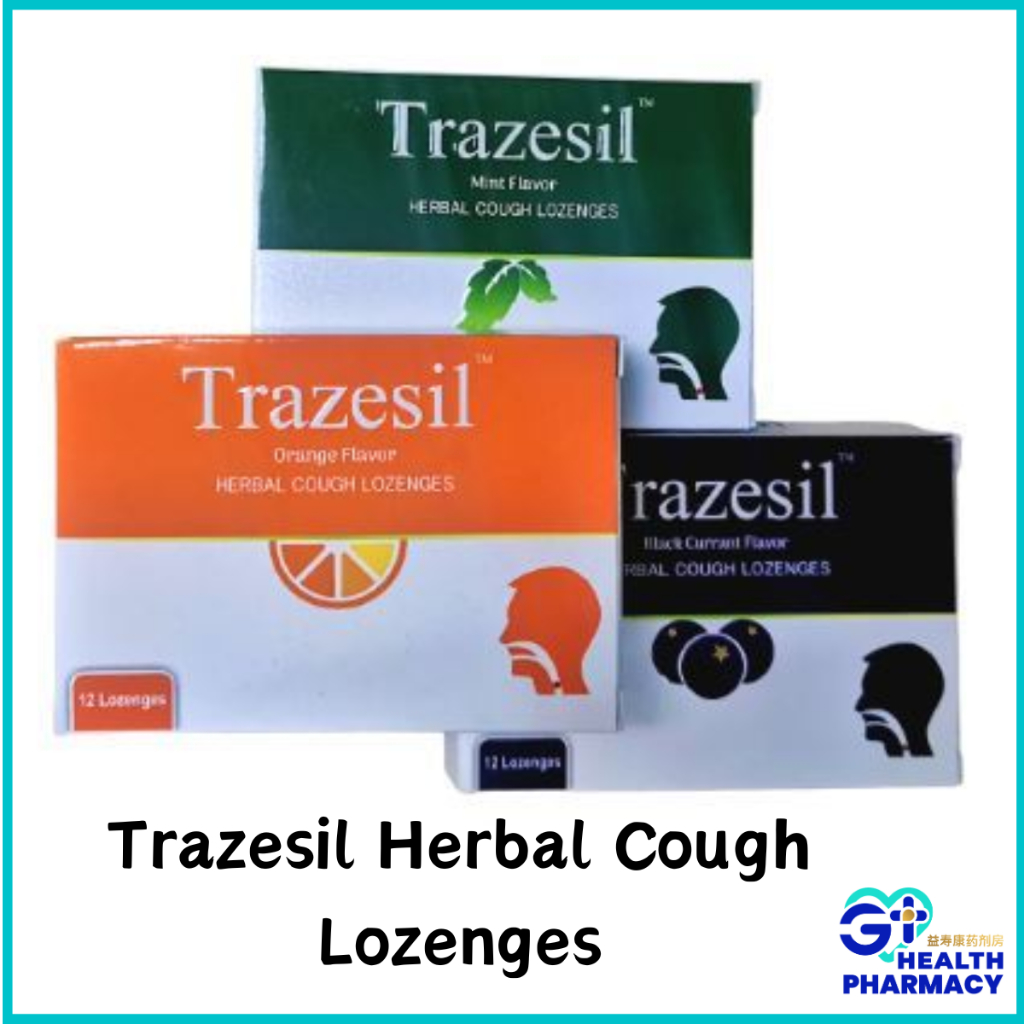 Trazesil Lozenges Blackcurrant/Orange/Mint 12's (sakit tekak herbal ...