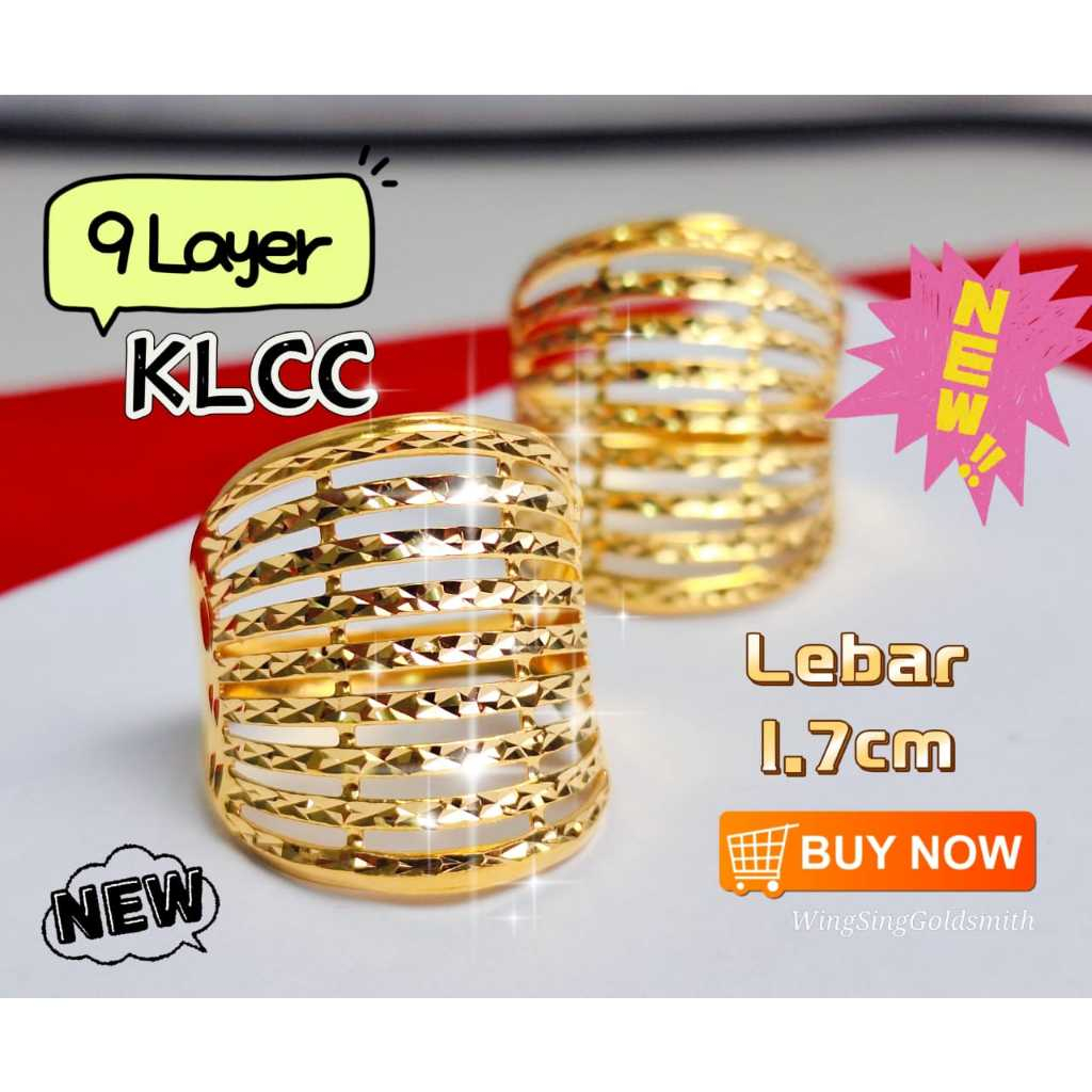 Wing Sing Cincin Sembilan 9 Layer KLCC Bajet Tulen Emas 916/ 916 Gold Nine 9 Line Budget Ring ...