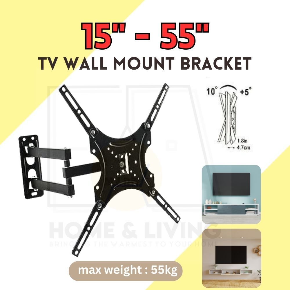 EA Home UNIVERSAL TV BRACKET PLASMA LCD WALL MOUNT TV BRACKET 14"- 55" MAX 50kg ADJUSTABLET TILT ...