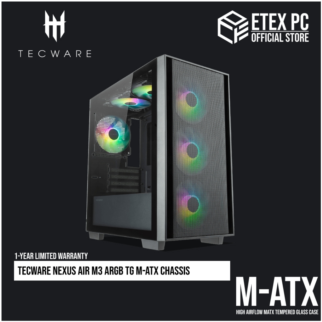 Tecware Nexus Air M3 ARGB TG mATX Chassis # TWCA-NEXAM3-BKAR | Shopee ...