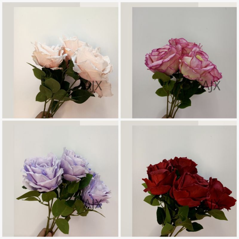 Rose bouquet artificial flower -5 Head Rose/Mawar Besar | Shopee Malaysia