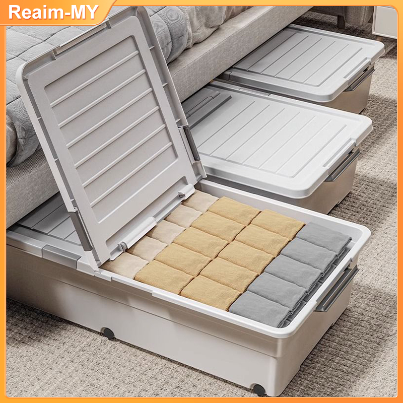 Transparent Storage Box With Wheels Under The Bed Clothes Organizer ...