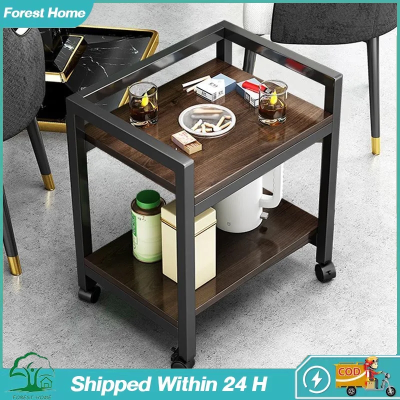 Coffee Table Movable Side Table Two Layers Tea Table With ashtray ...