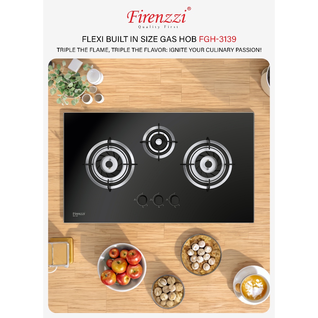 Firenzzi Flexi Built-In Size Gas Hob (11.5kW) FGH-3139 | Shopee Malaysia