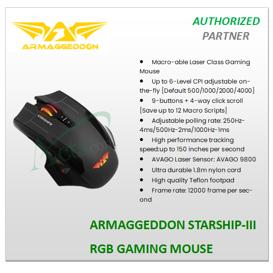 ARMAGGEDDON STARSHIP-III RGB GAMING MOUSE | Shopee Malaysia