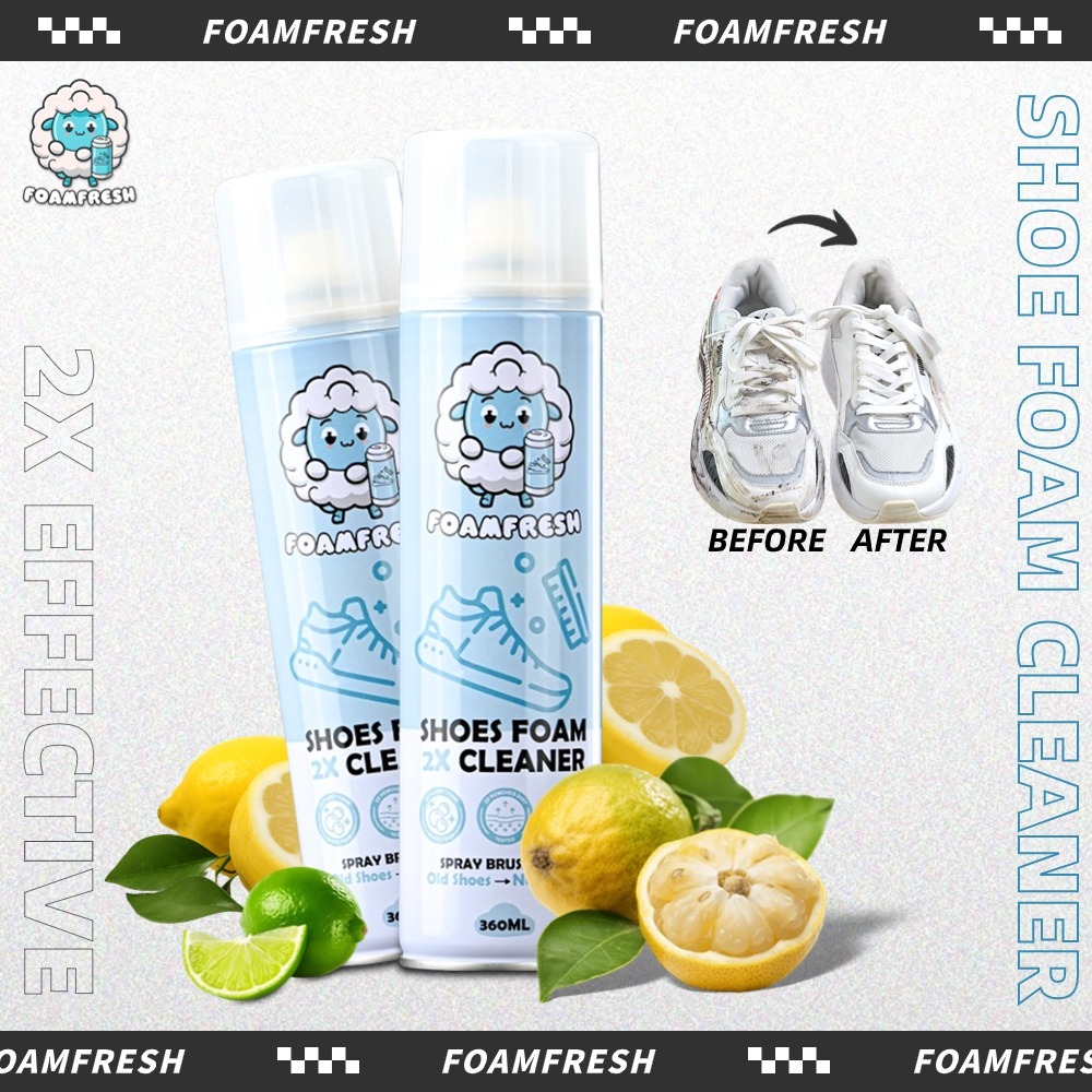 FOAMFRESH 2X Shoe Cleaner Foam(360ml) Dry Cleaning Shoes Cleaning Kit ...
