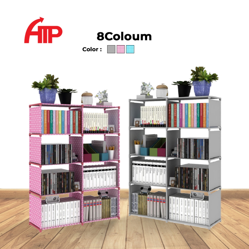 ATP Korean 8 Coloum DIY Book Storage Shelf - Pink/Grey/Blue | Shopee ...