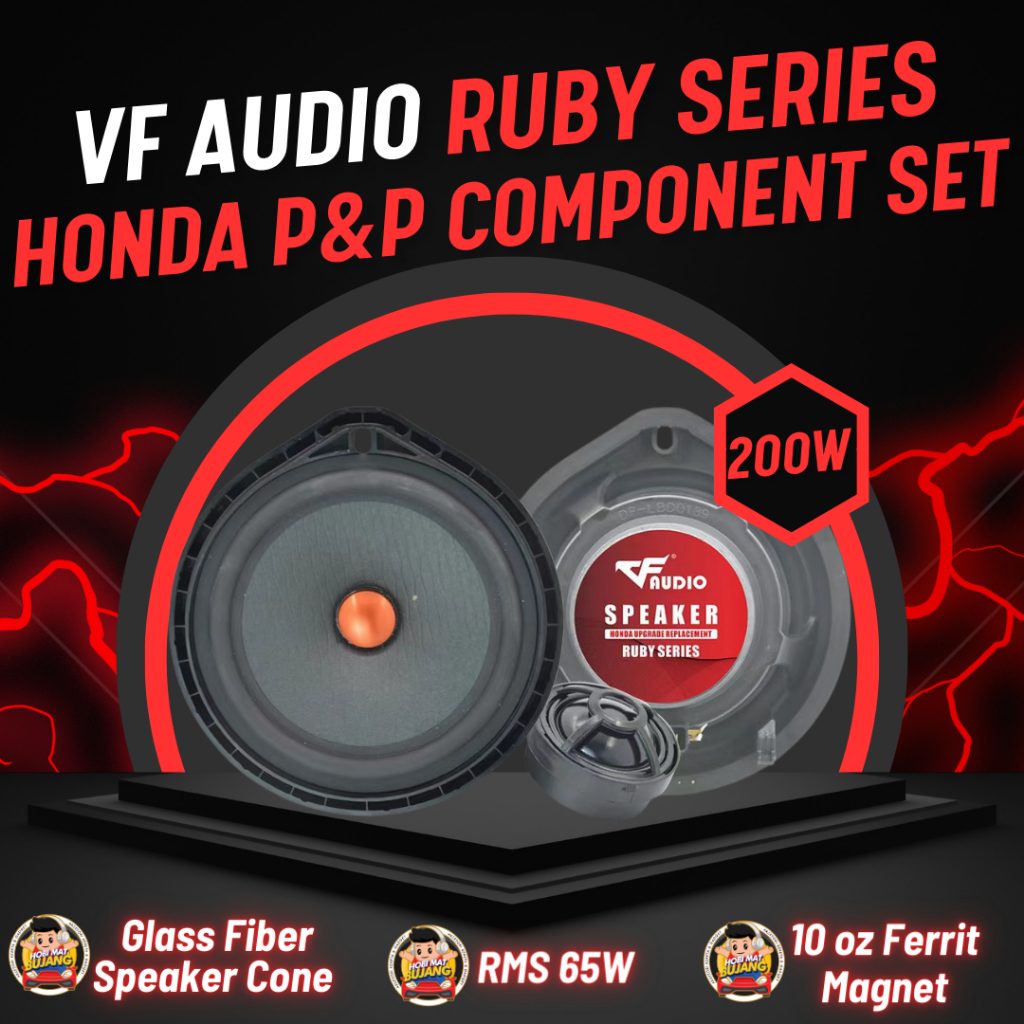 VF Audio Ruby Series 6.5" Honda OEM Plug & Play Component Speaker Car ...