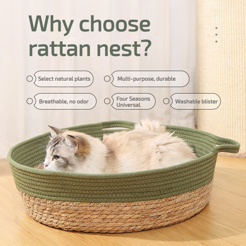 Sarang Haiwan Kesayangan Rotan Buatan Tangan Boleh Dibasuh Manual Katil ...