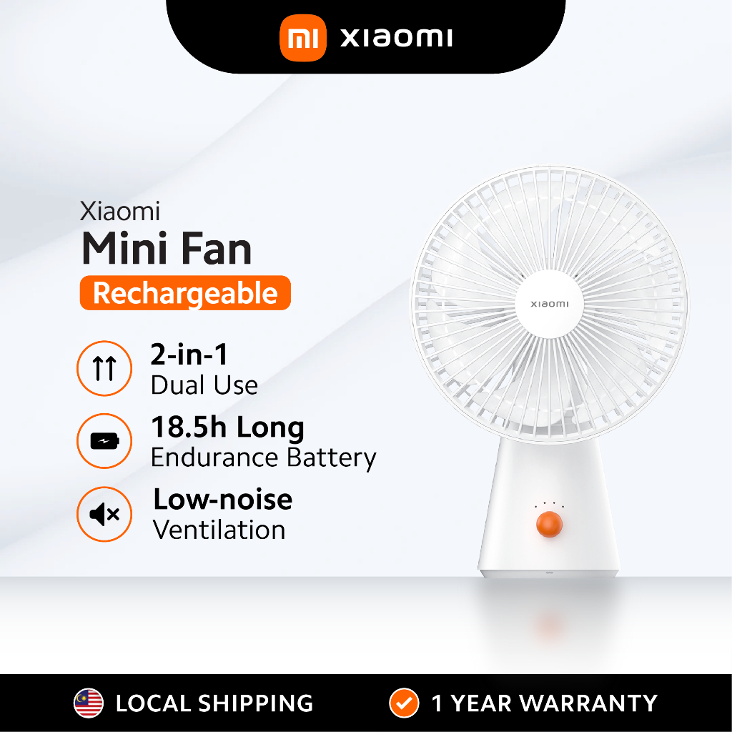 Xiaomi Rechargeable Mini Fan | 18.5H Long Battery Life | Low Noise ...