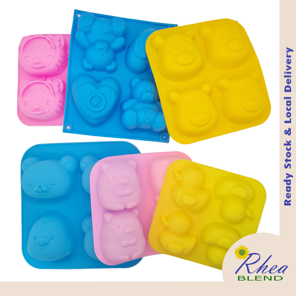 Silicone Mould Kitty Cat Bear Ducky Hamster Cartoon Cute Mini Cake Mold ...