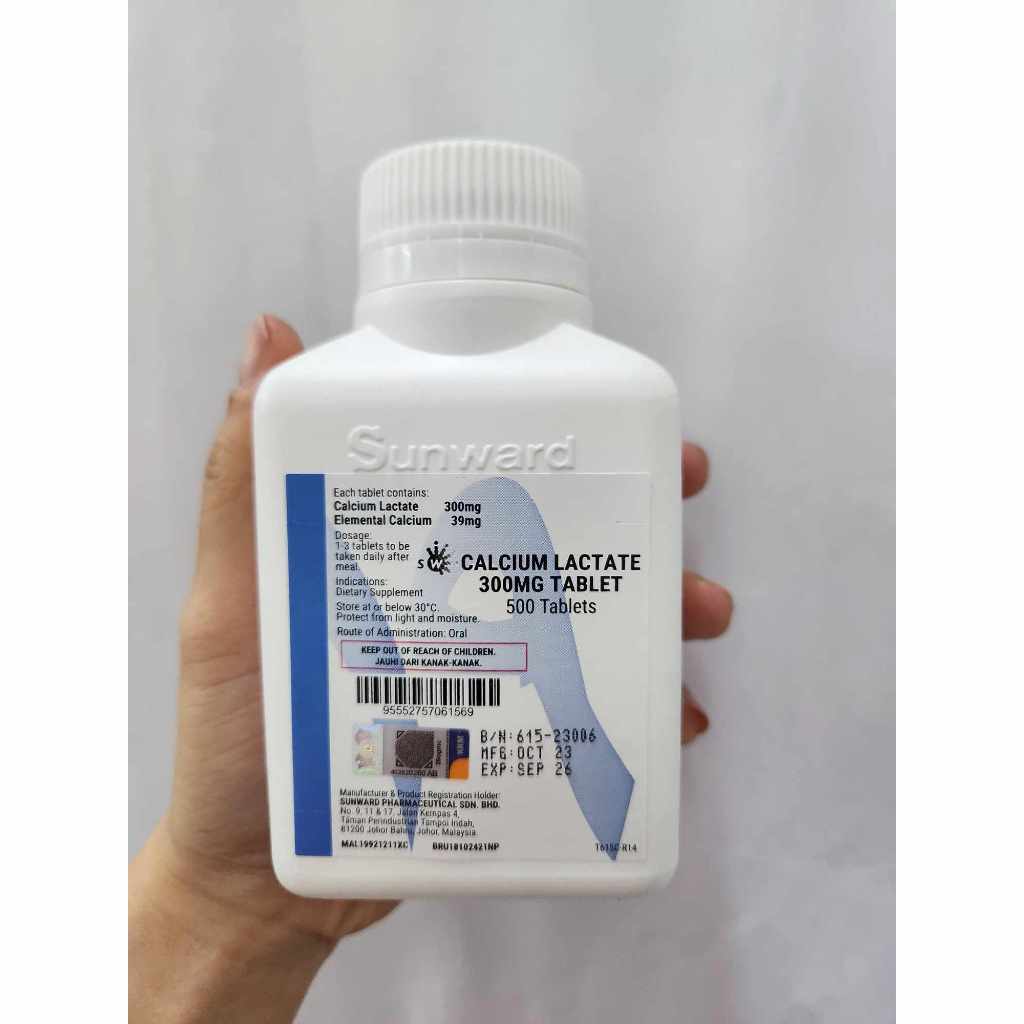 (exp: 2027) Sunward Calcium Lactate 300mg Tablet ( 500's ) | Shopee ...