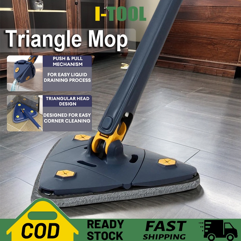 Triangle Mop Cleaning Mop 360 Rotatable Adjustable Scrubber Duster ...