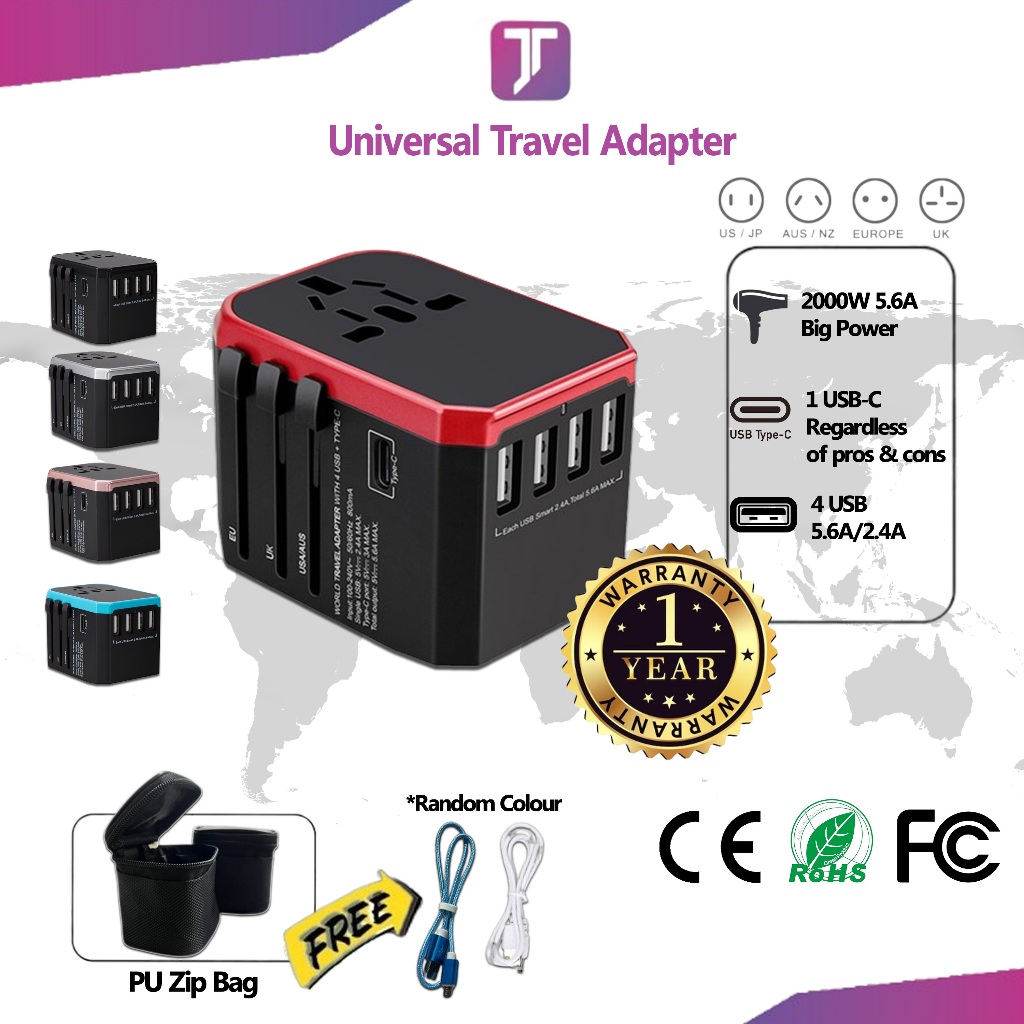 5.6A Fast Charges Universal Travel Adapter 4USB PORT AND 3.0A USB Type ...