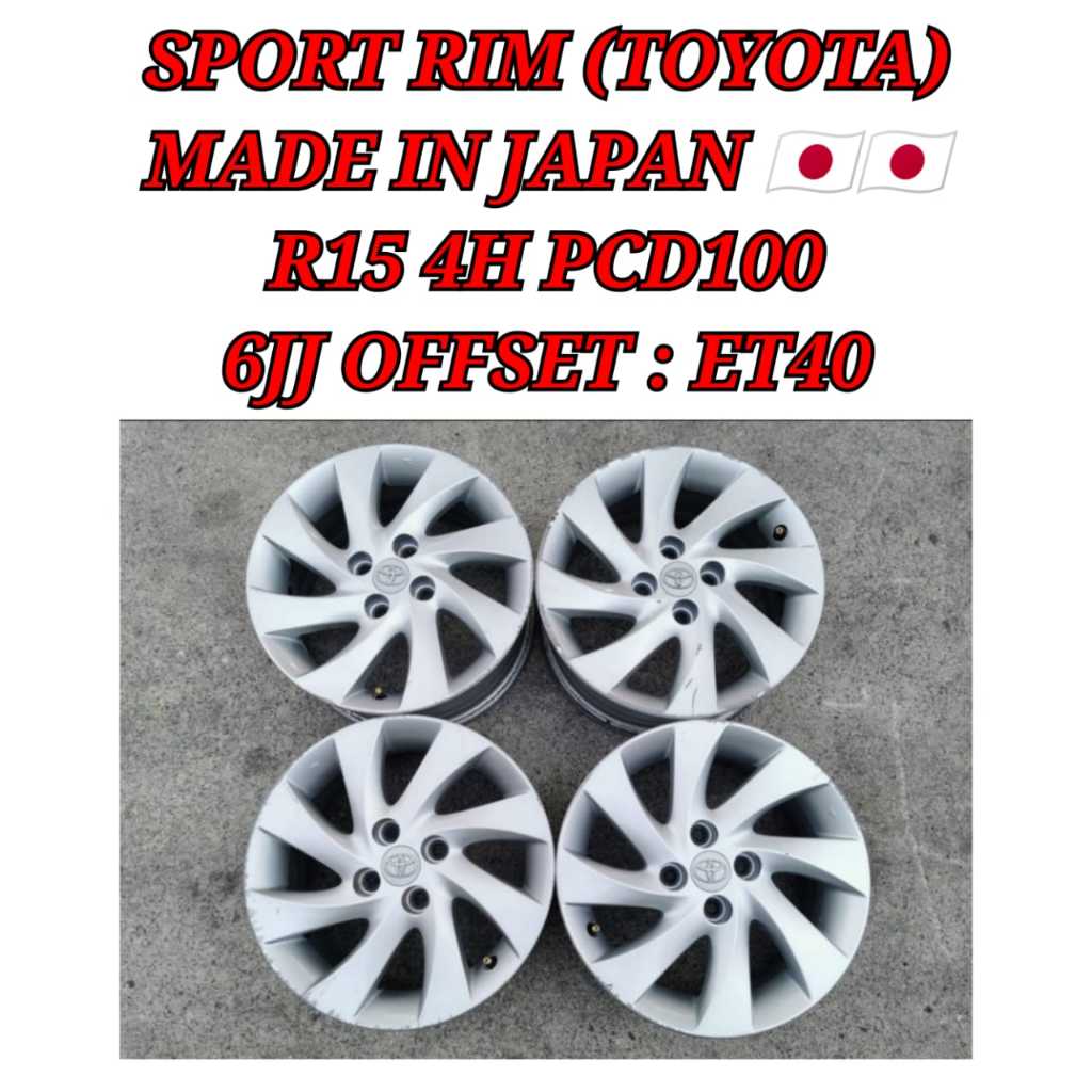 Sport Rim Toyota R15 4H PCD100 For Bezza / Kelisa / Alza / Vios / Myvi ...