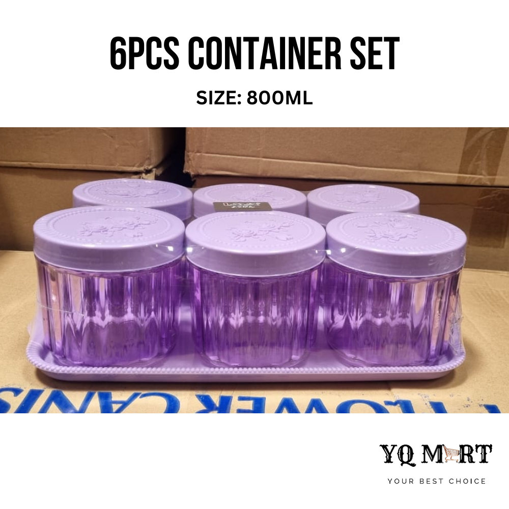 6PCS Container Set With Serving Plate/ Biscuit Container/ Botol Kuih ...