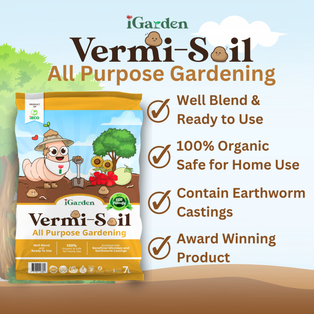 7L iGarden Vermi Soil - All Purpose Gardening / Tanah Serba Guna Organik dgn Compost Tahi Cacing ...