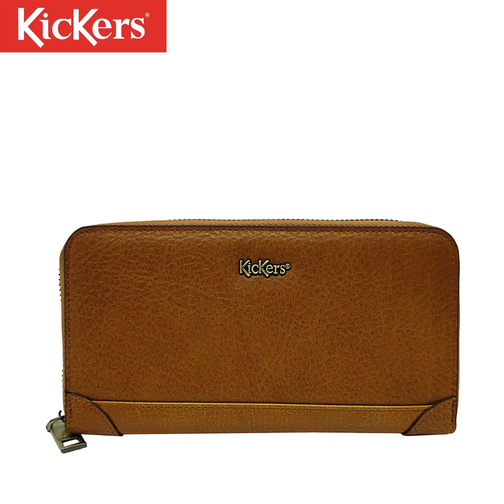 Kickers Genuine Cow Leather Unisex Bifold Zipper Long Wallet #KDNG53032 ...